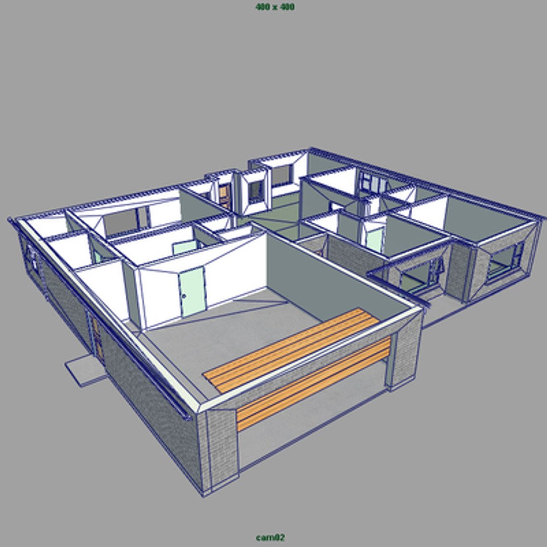 Brick House Single Storey 3d Model