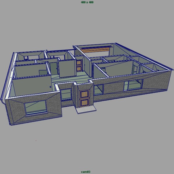 brick house single storey 3d model