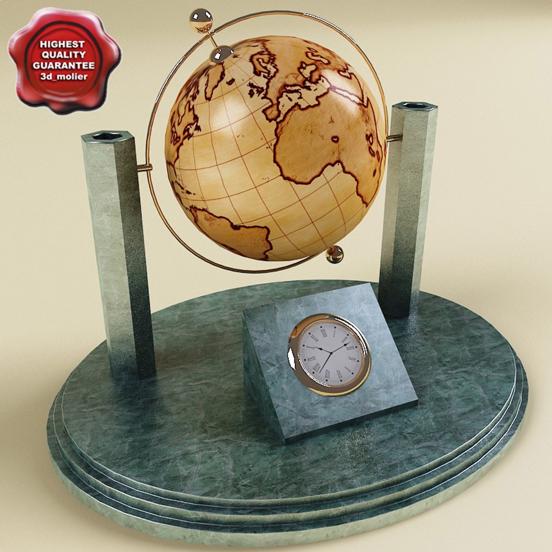 3d 3ds desk globe clock