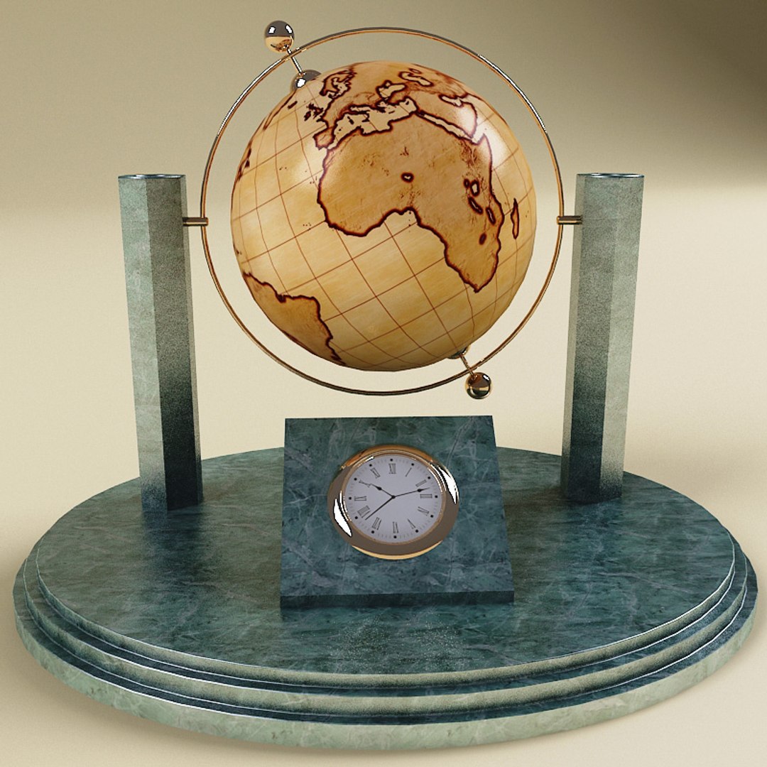 3d 3ds desk globe clock