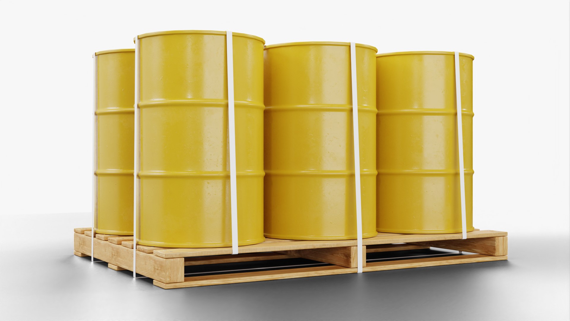 Yellow Barrels With Pallet 3D Model - TurboSquid 2175964