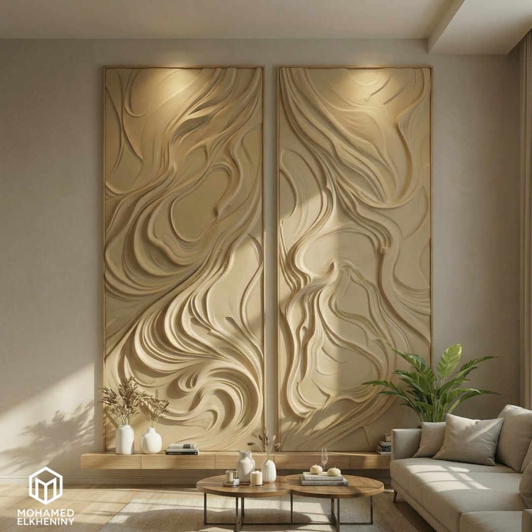 modèle 3D de Ensemble de panneaux décoratifs muraux en relief organique ...