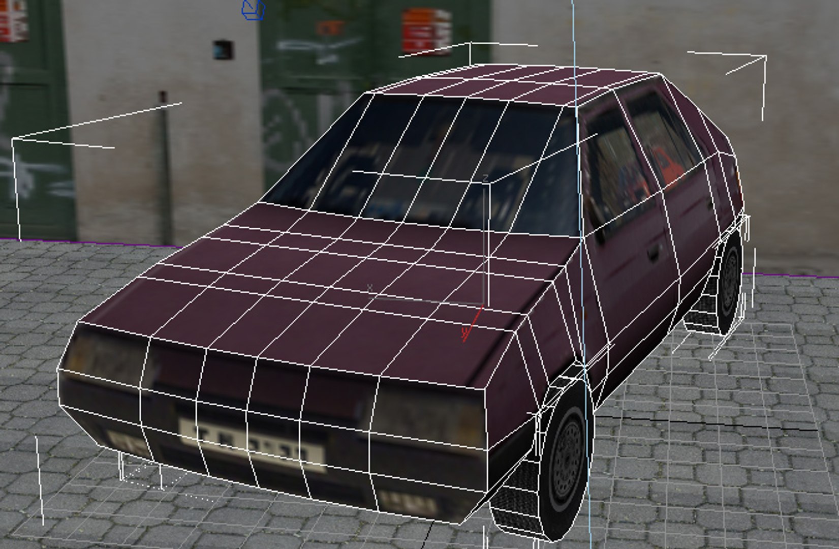 3d model of purple car