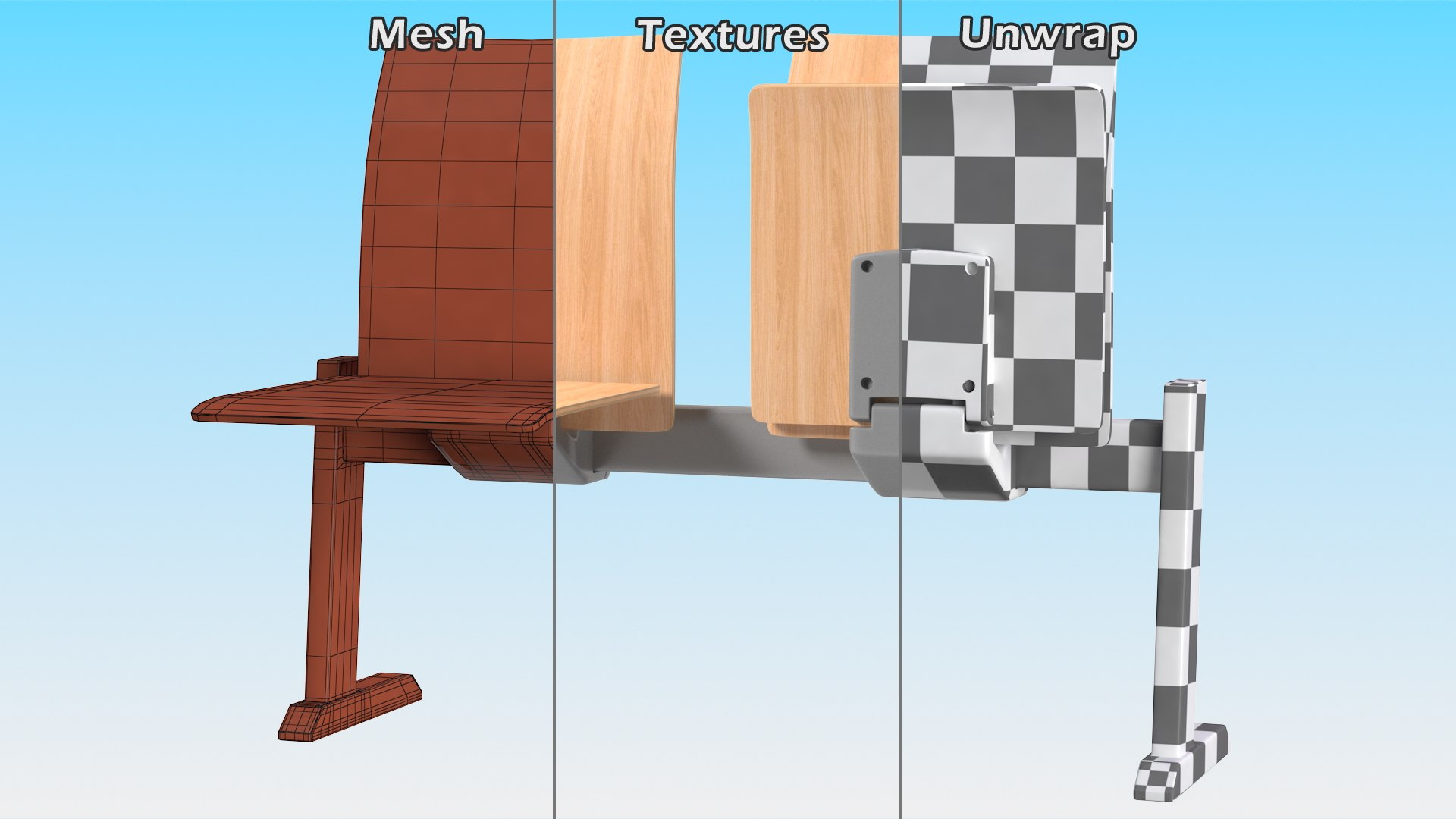 3D University Seating System For Two Seats - TurboSquid 1918908