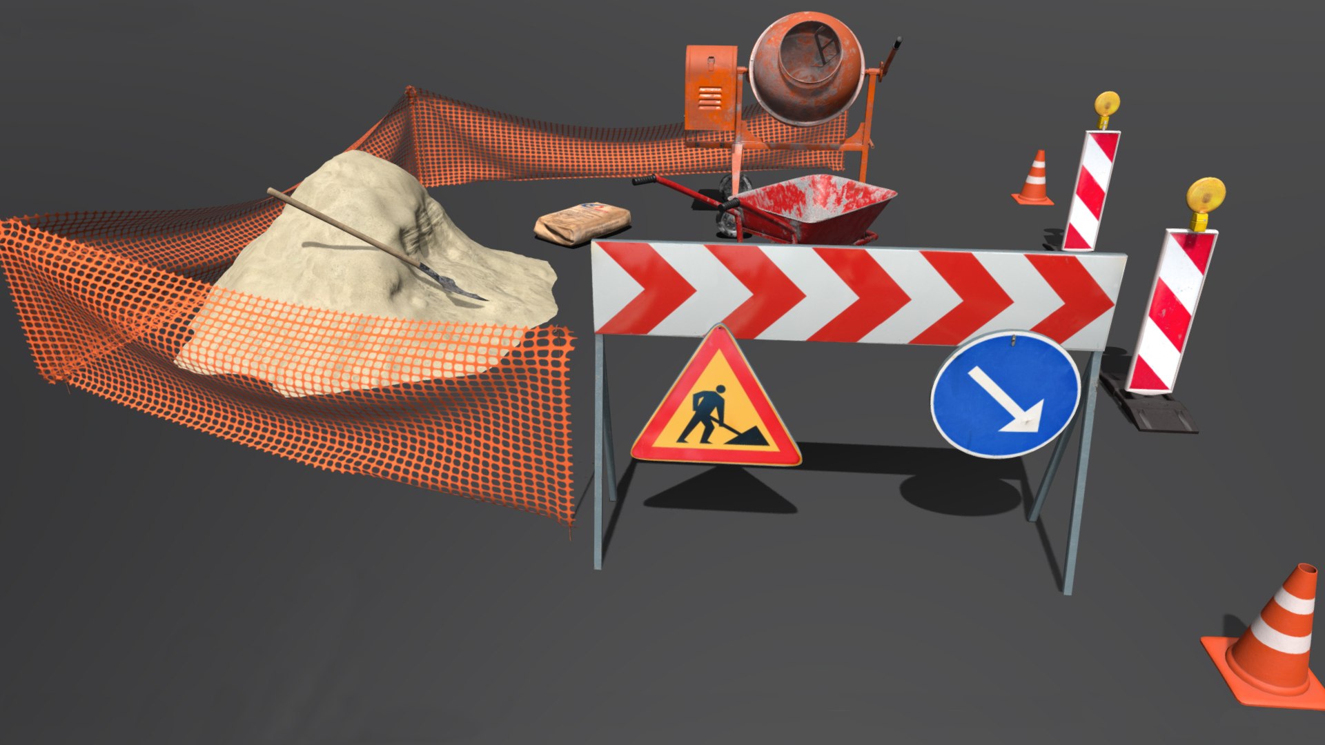 Roadwork Cement Mixer 3D - TurboSquid 1369685