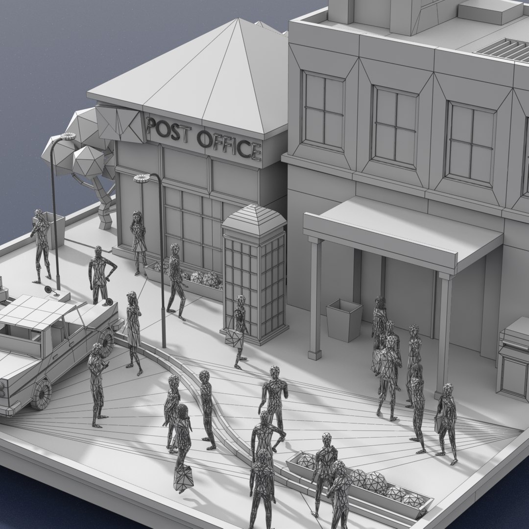 Free 3D cartoon post office model - TurboSquid 1309598