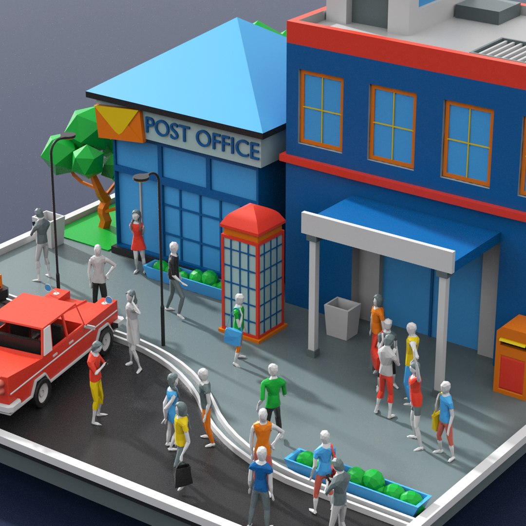 Free 3D cartoon post office model - TurboSquid 1309598