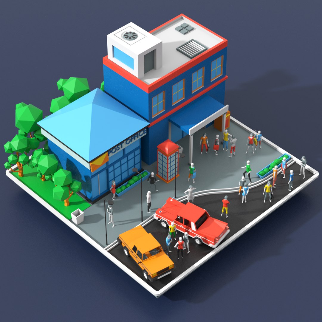 Free 3D cartoon post office model - TurboSquid 1309598