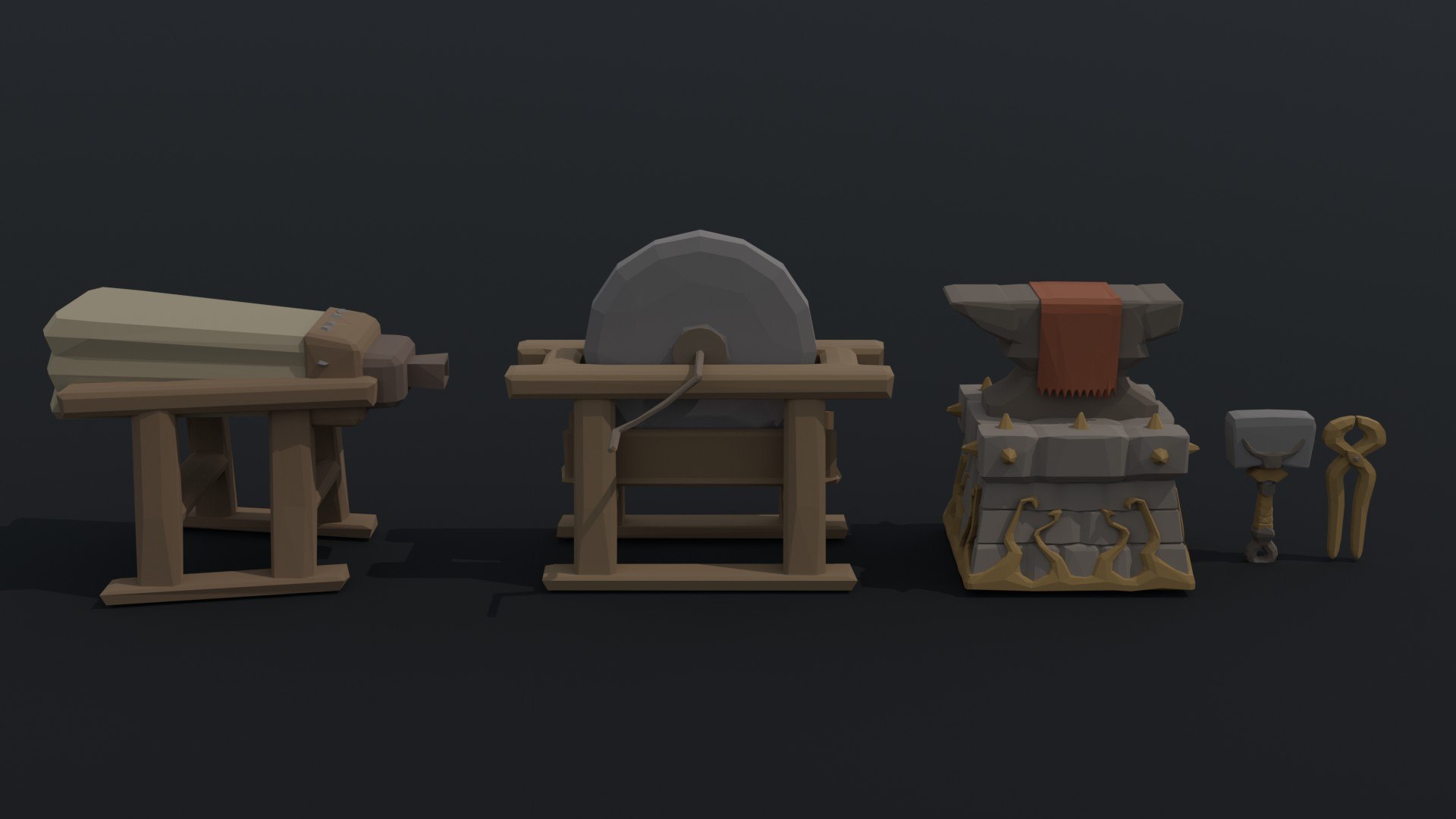 Cartoon Blacksmith Kit Polygonal Style 3D - TurboSquid 2202780