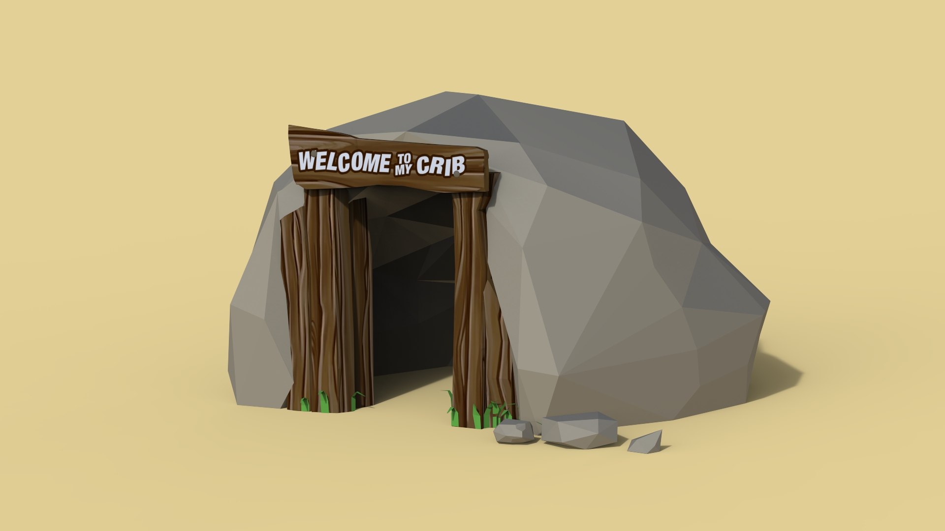 3D Low Poly Cartoon Cave Entrance Model - TurboSquid 1738188