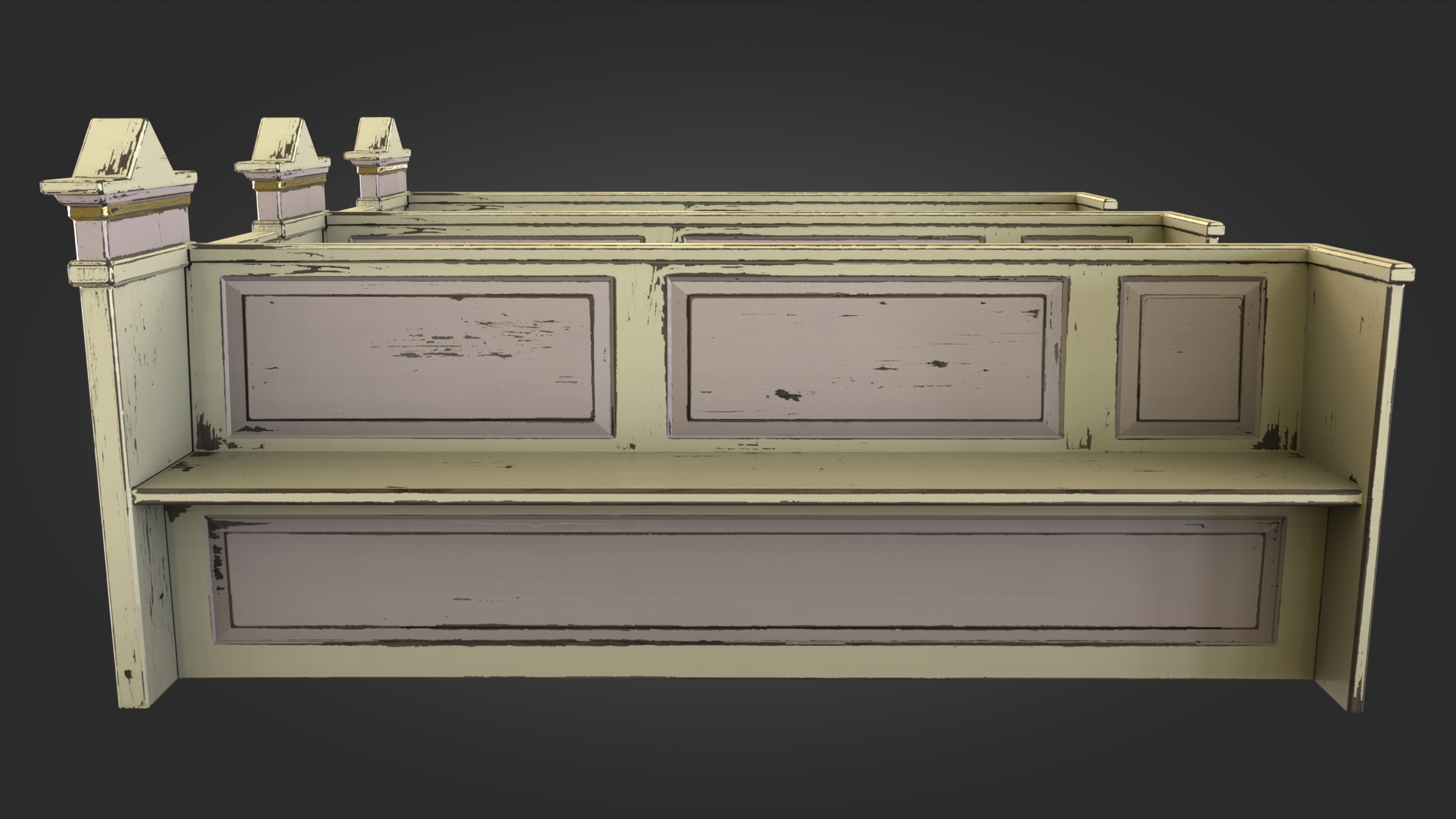 Medieval Church Benches Crema Rose - PBR 3D model - TurboSquid 1826450