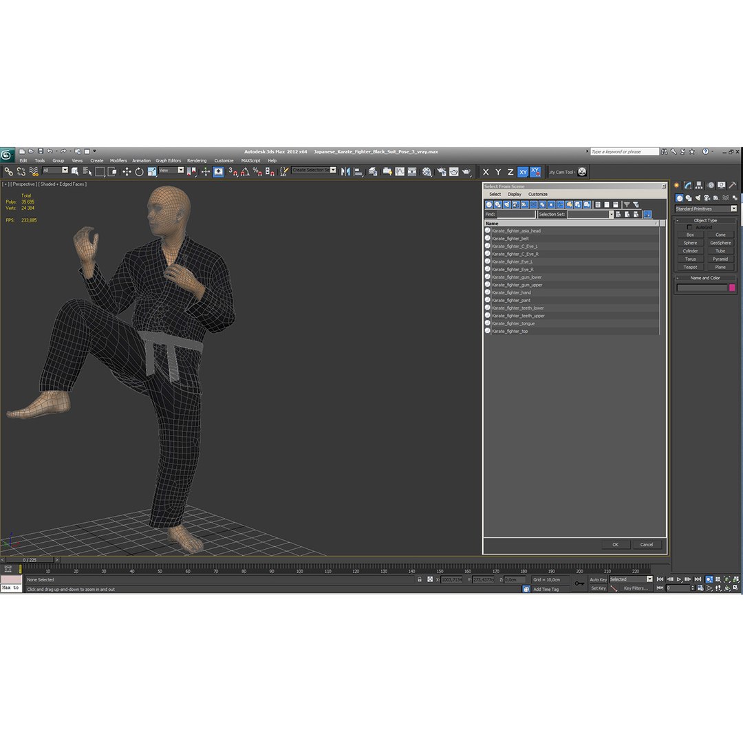 japanese karate fighter black 3d model
