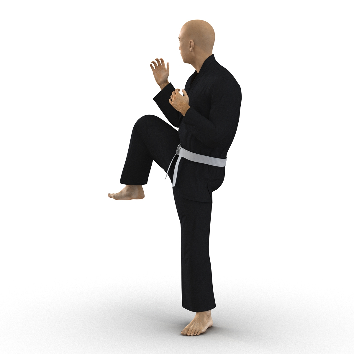 japanese karate fighter black 3d model