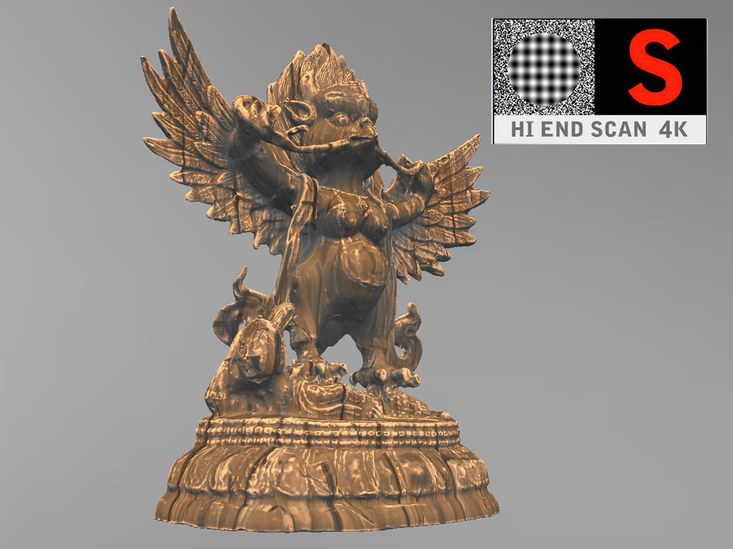 Cartoon Garuda Statue 3d Obj