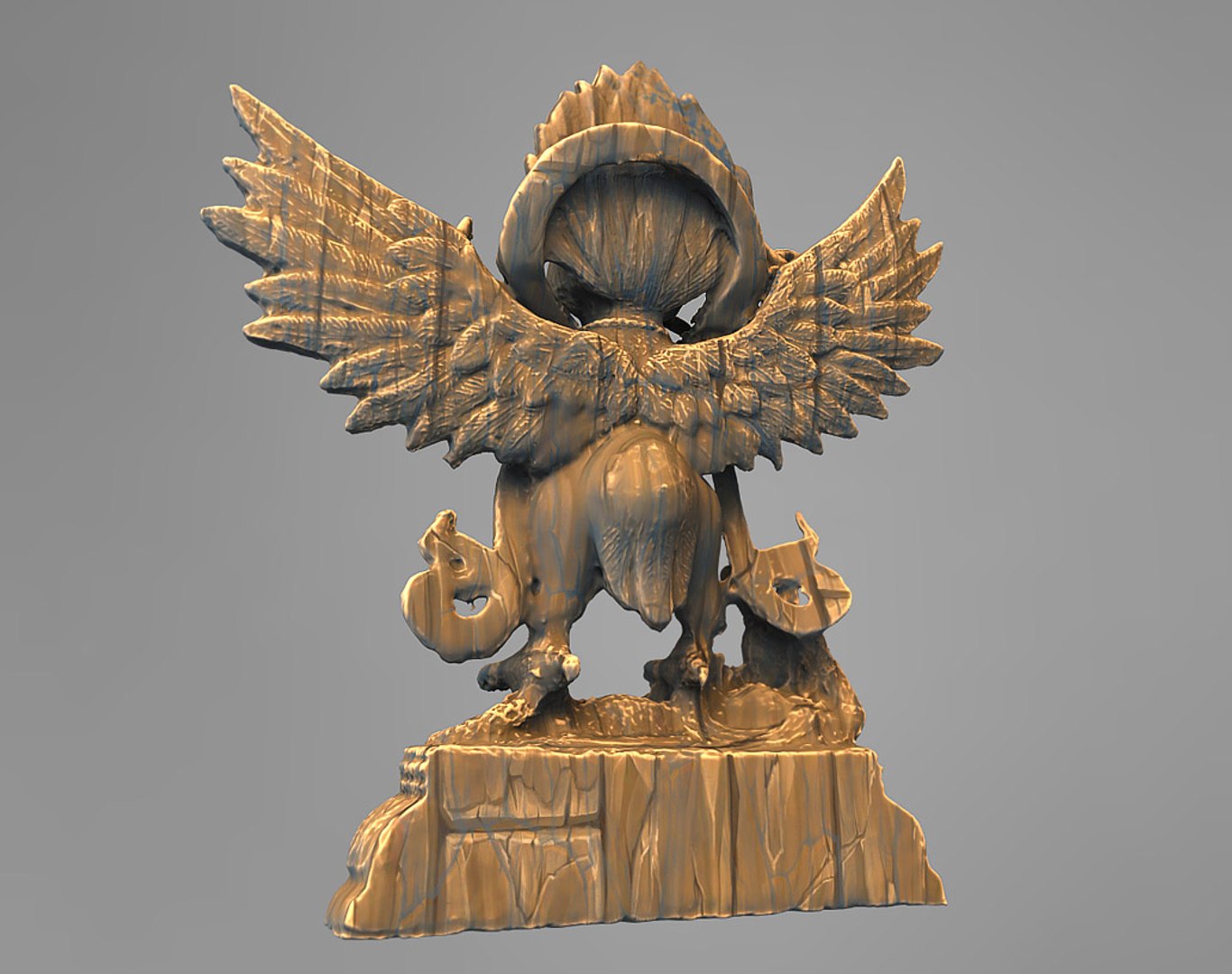 Cartoon Garuda Statue 3d Obj