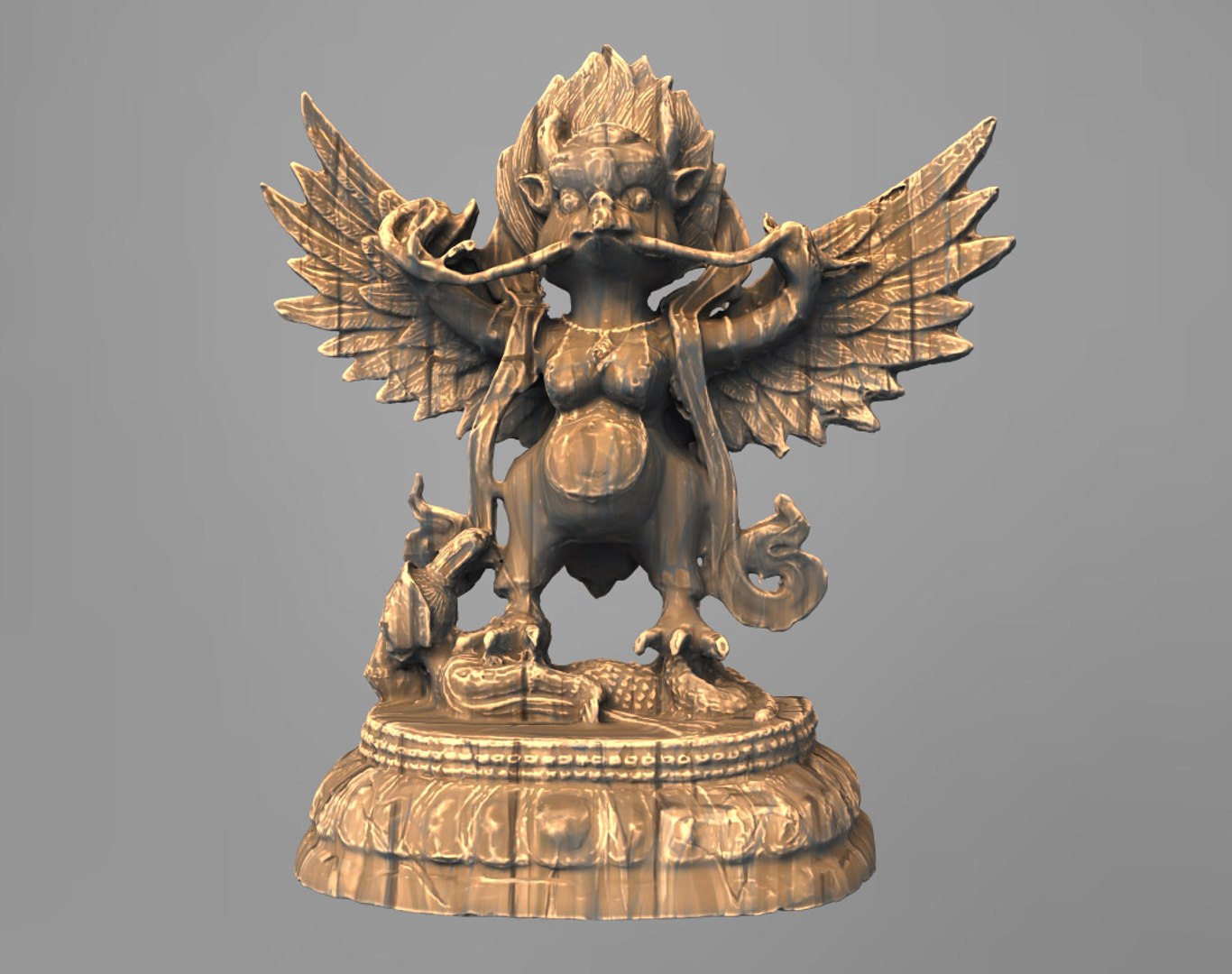 Cartoon Garuda Statue 3d Obj