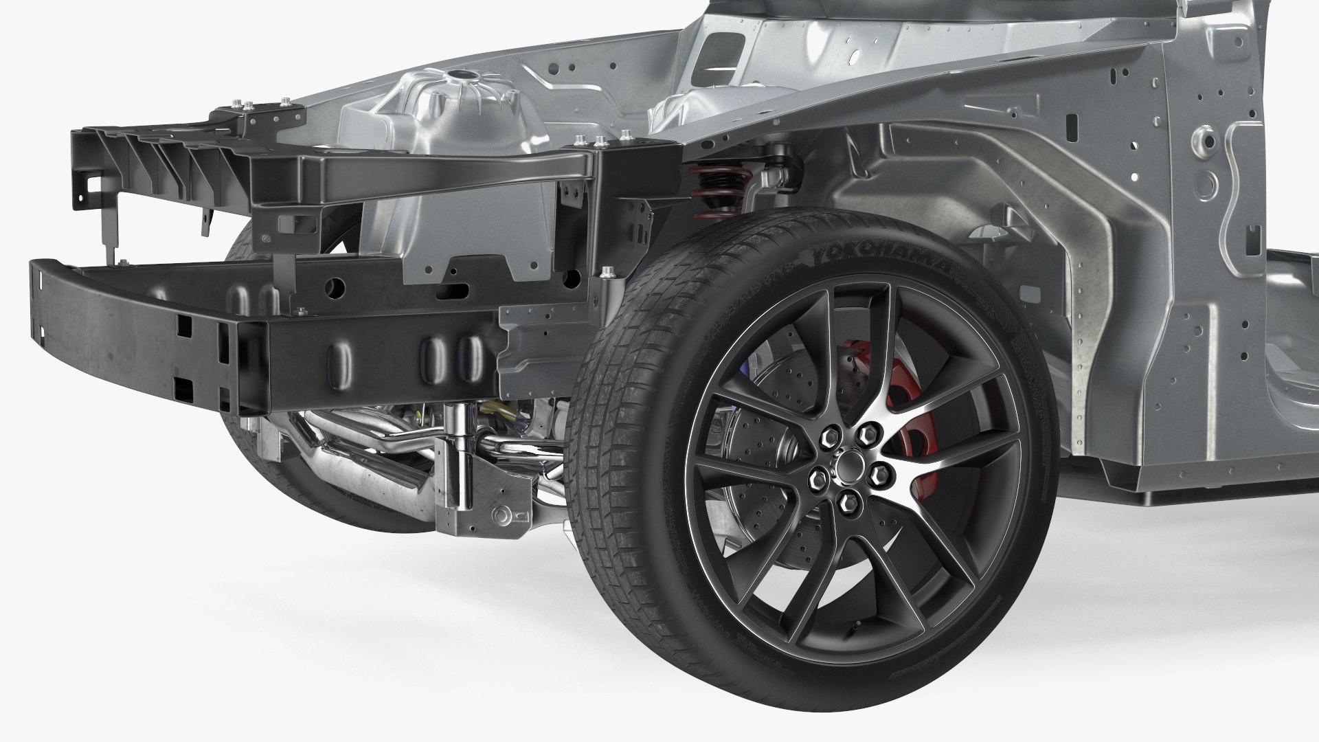 3D Car Frame With Wheels Model - TurboSquid 2209174