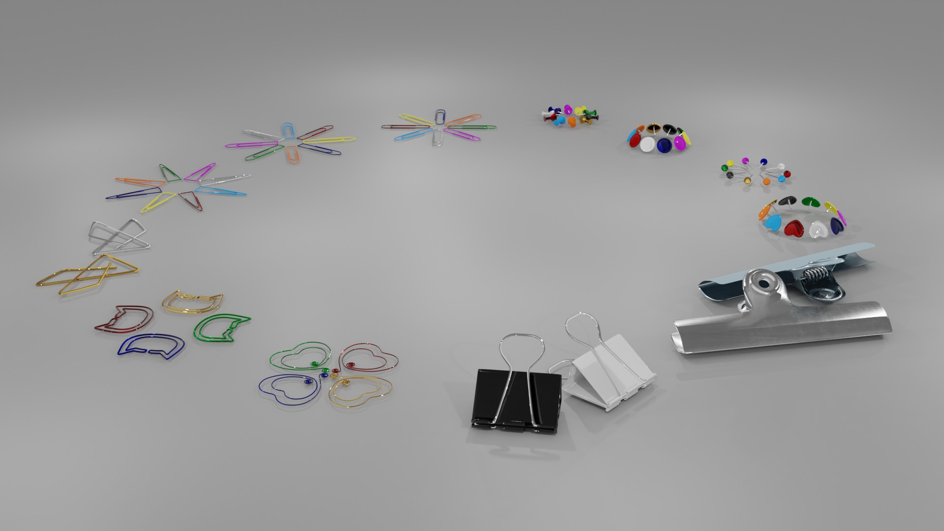3D Paper Clips - Push Pins - Paper Clamps - TurboSquid 1885724