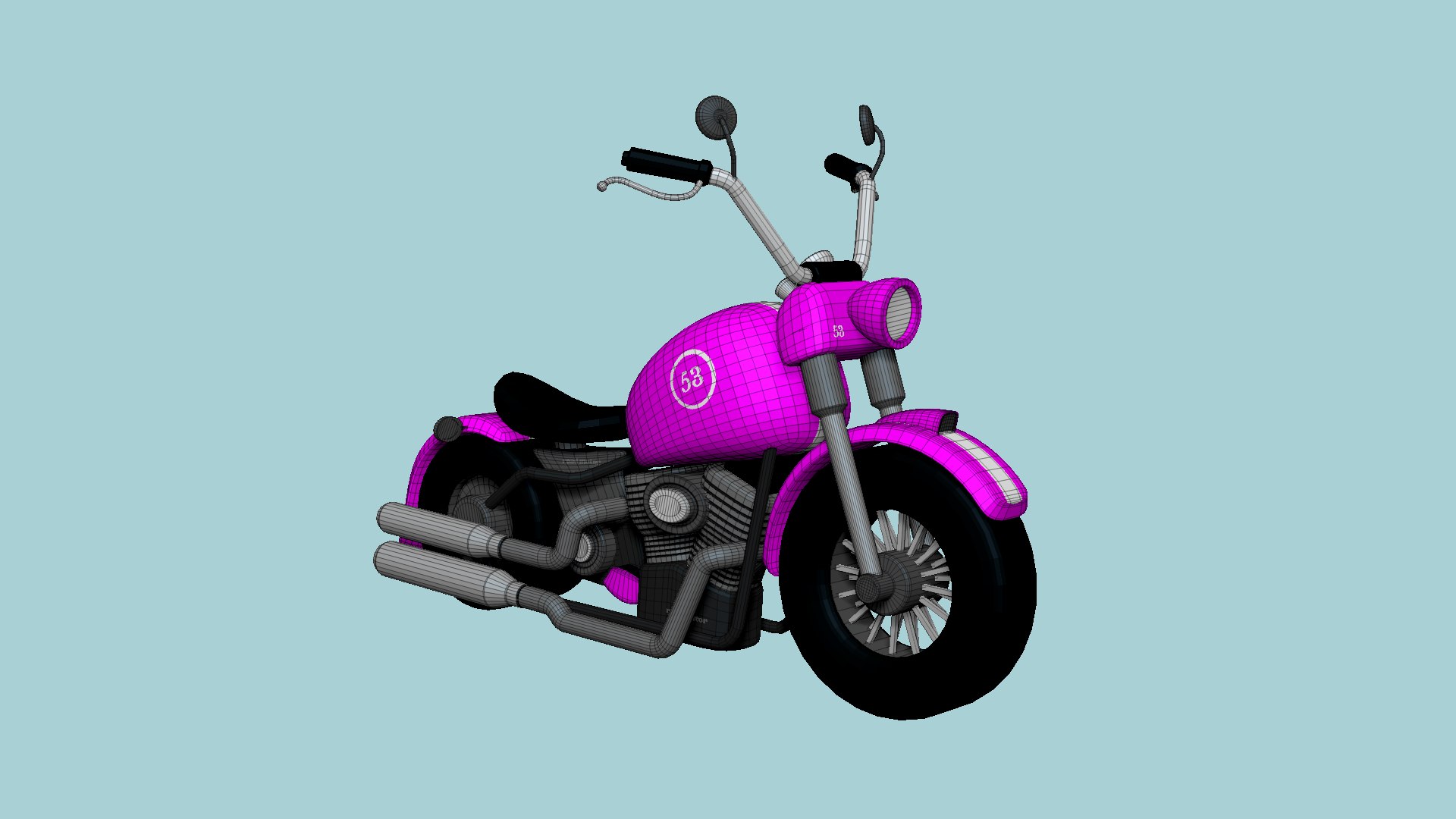 3D Motorcycle Cartoon A05 Pink - Custom Vehicle Design - TurboSquid 1909319