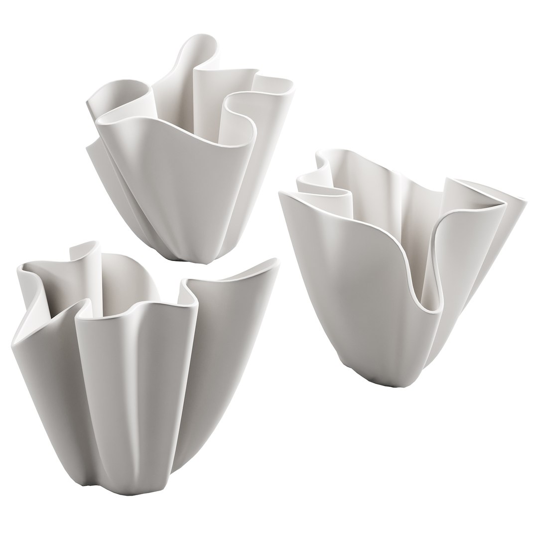 368 decorative vases and pots 06 deformed folded relief vase 05 model ...
