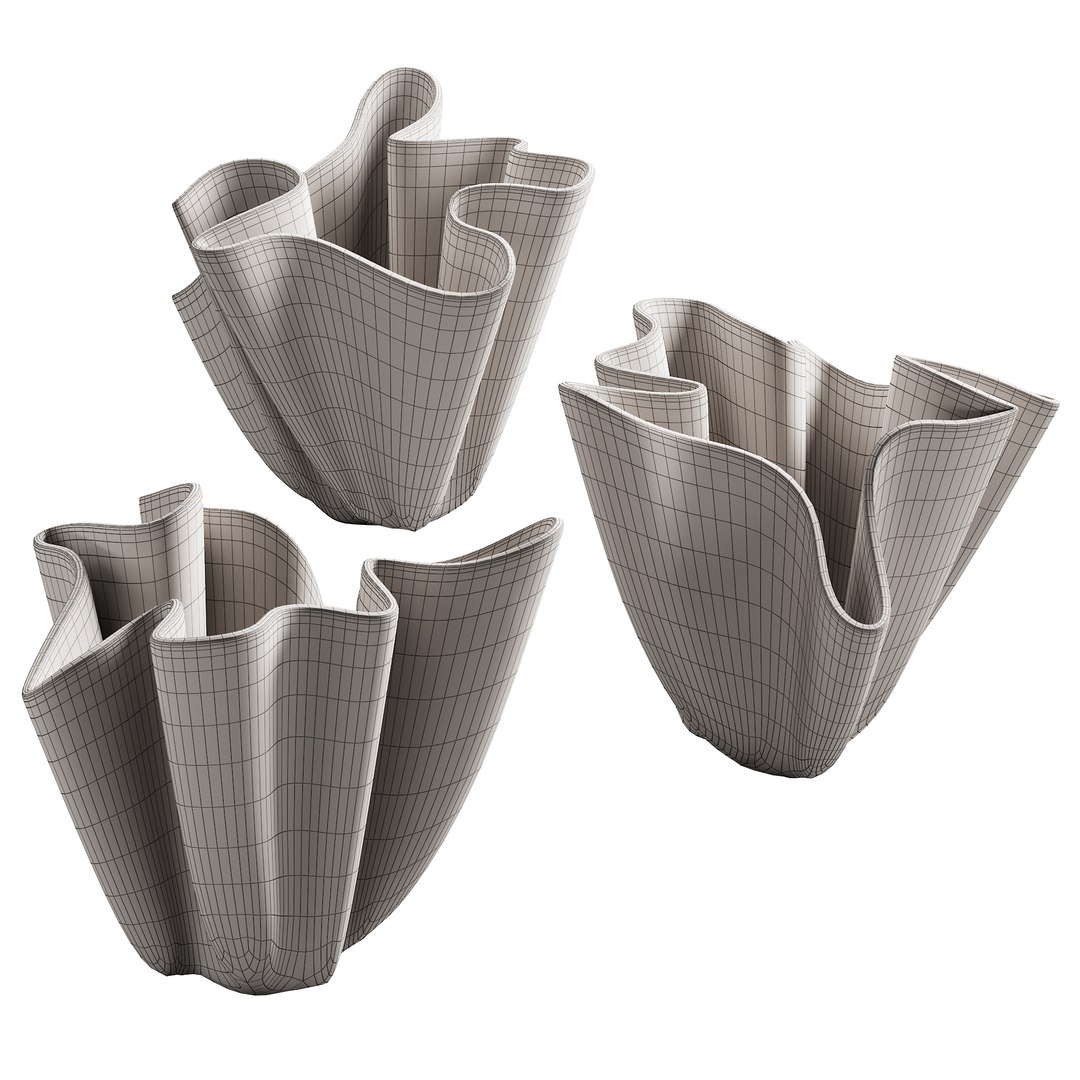 368 decorative vases and pots 06 deformed folded relief vase 05 model ...