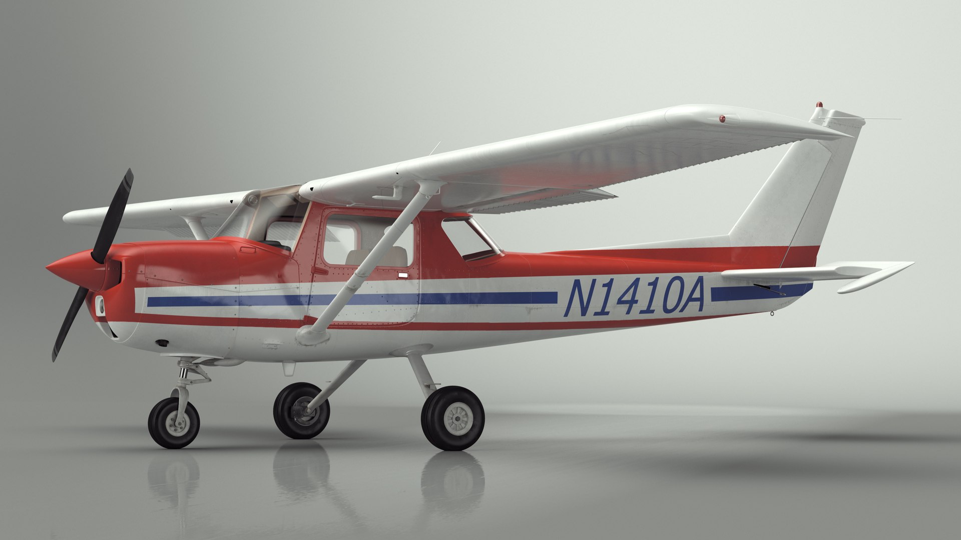 Light Utility Aircraft Cessna 150 Rigged For Cinema 4D Model ...