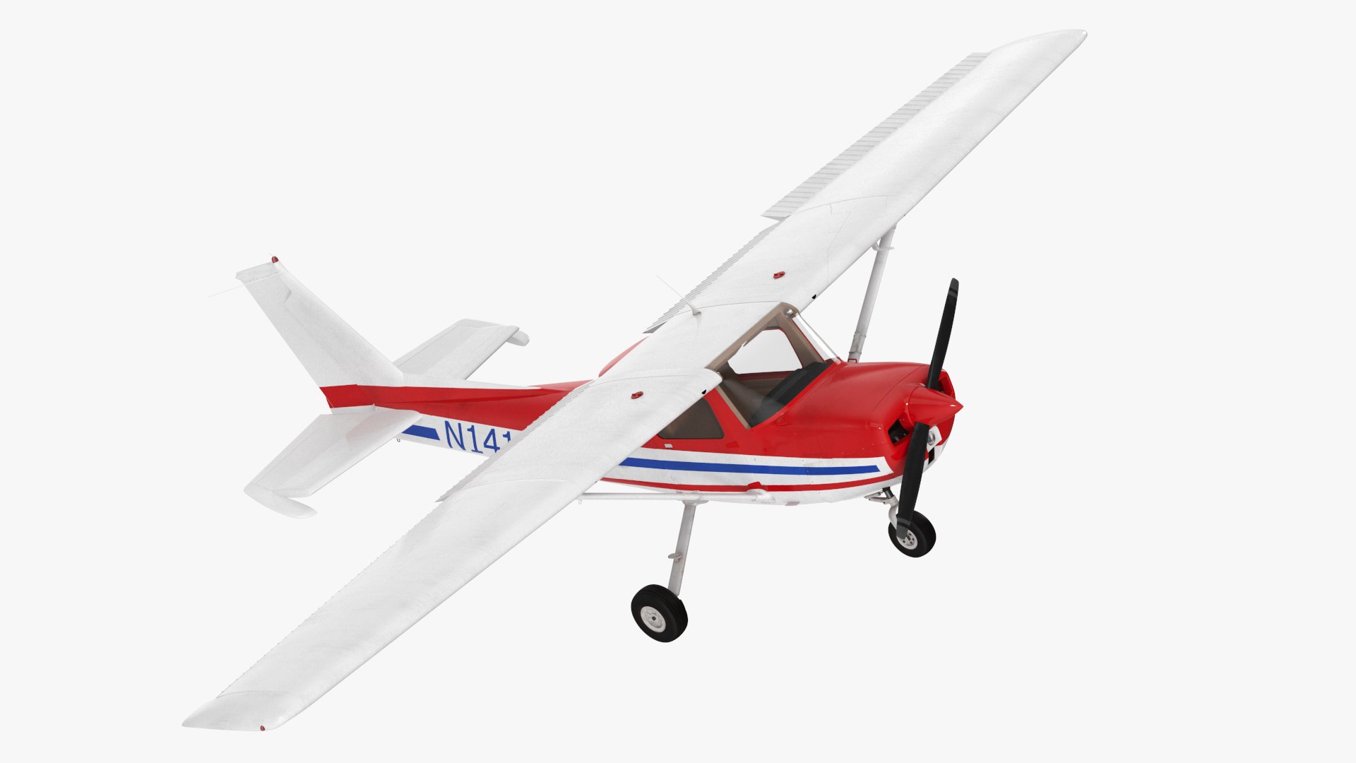 Light Utility Aircraft Cessna 150 Rigged For Cinema 4D Model ...
