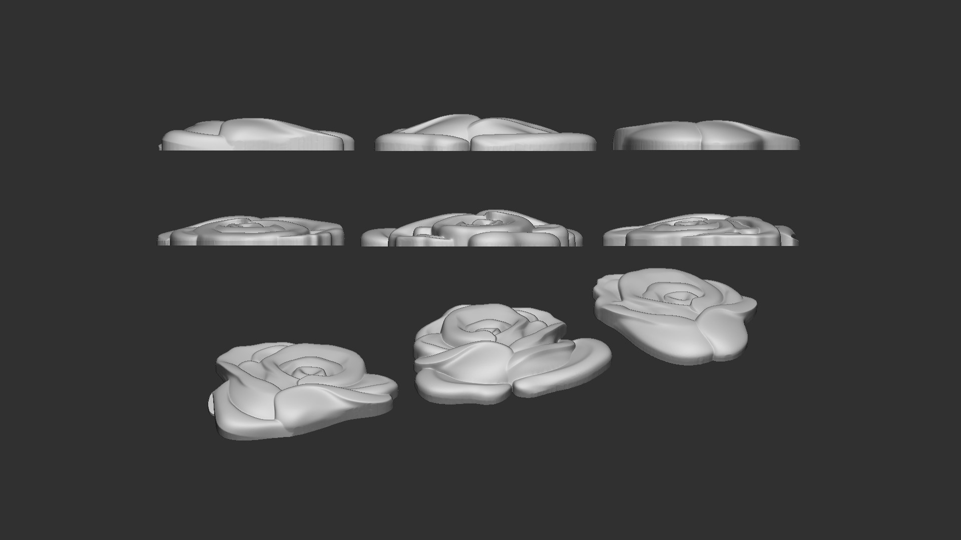 3D Roses Flower Bas Relief Model - TurboSquid 2367273