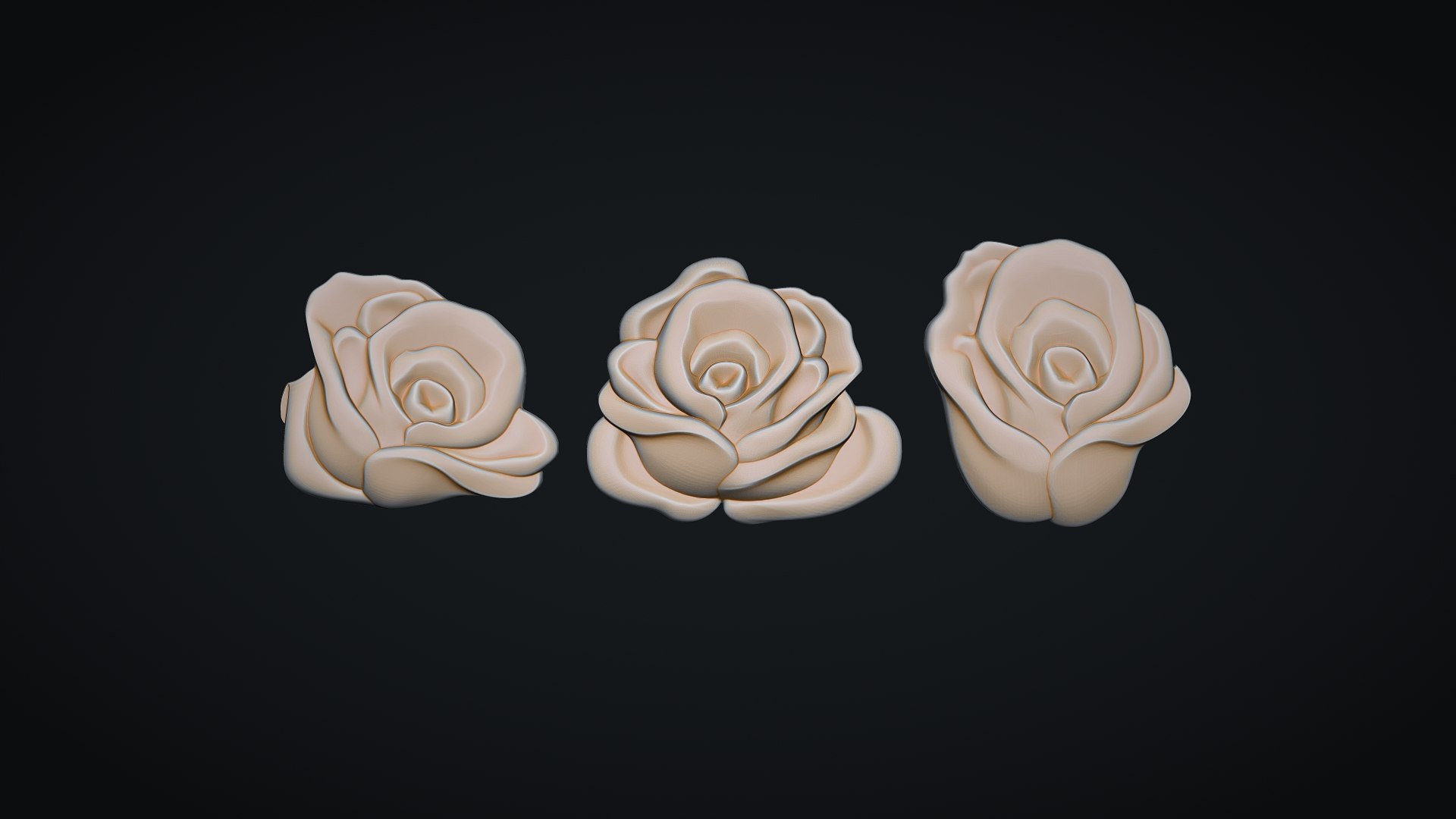 3D Roses Flower Bas Relief Model - TurboSquid 2367273