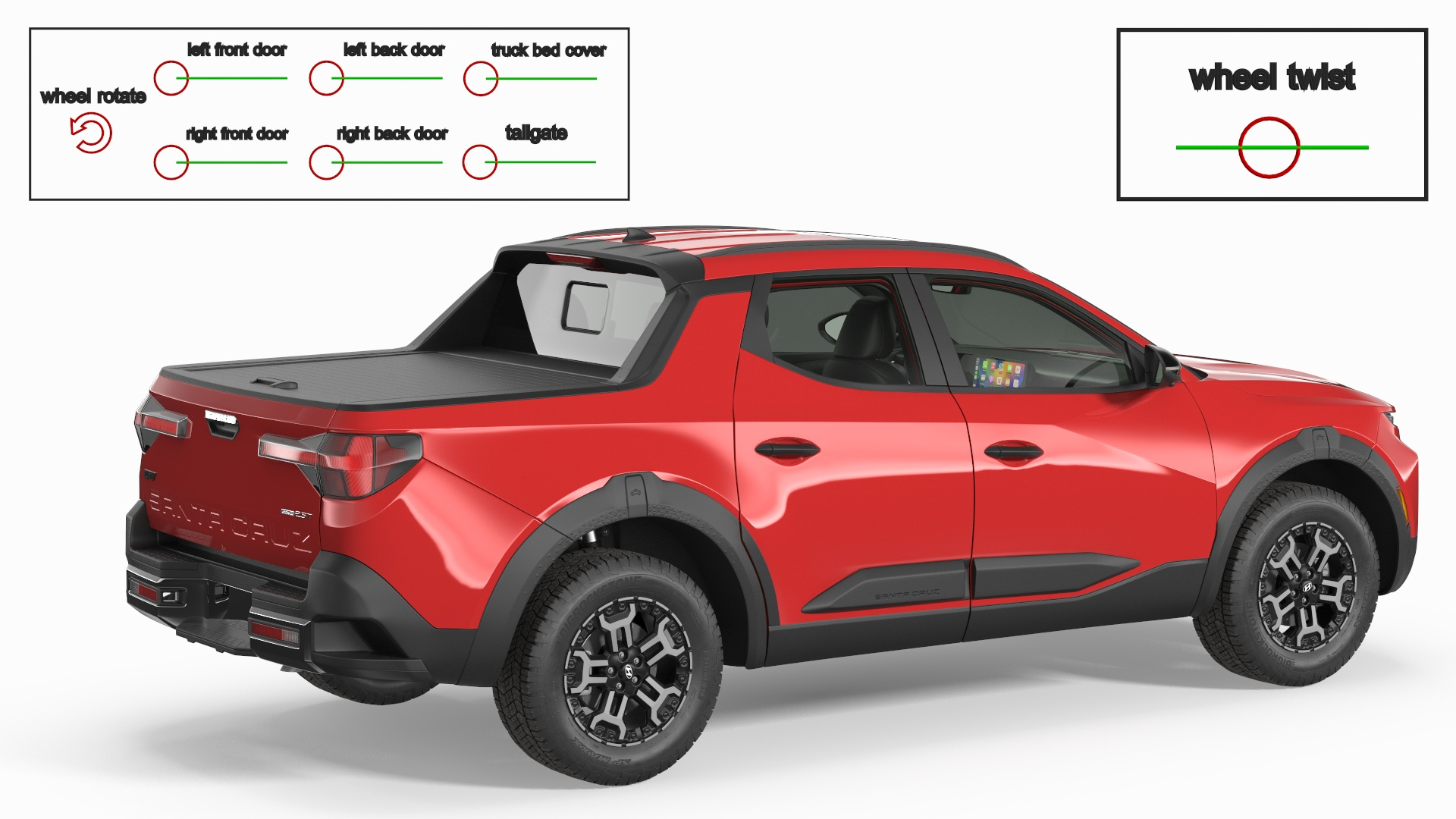 3D Vehicle Pickup Hyundai Santa Cruz Red Rigged - TurboSquid 2504658