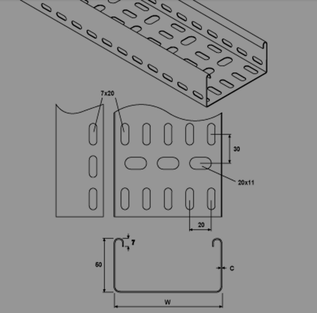 3D Cable Tray 50mm X 3000mm Model - TurboSquid 2019237