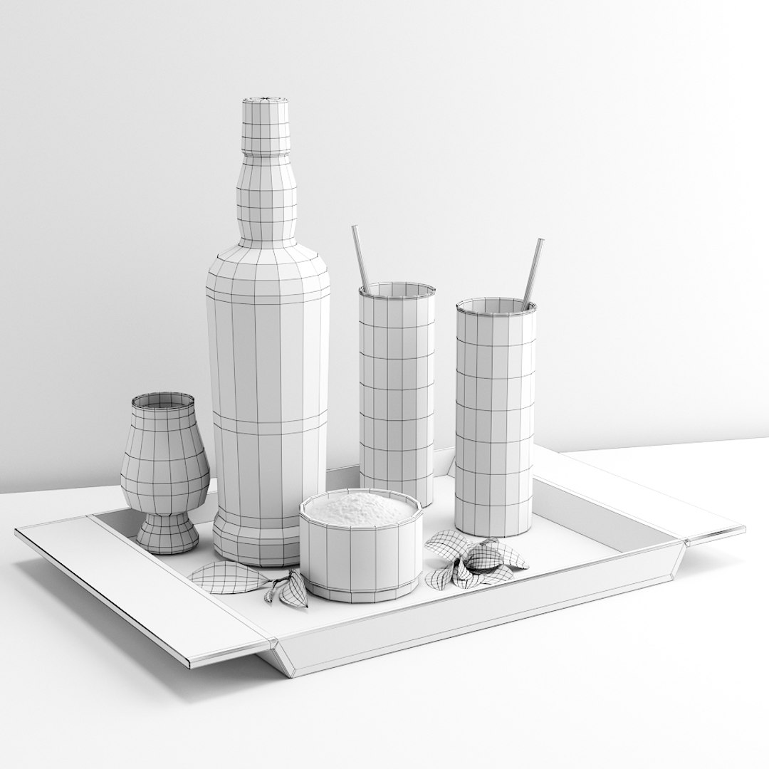 3D matcha cocktail set model - TurboSquid 1347738
