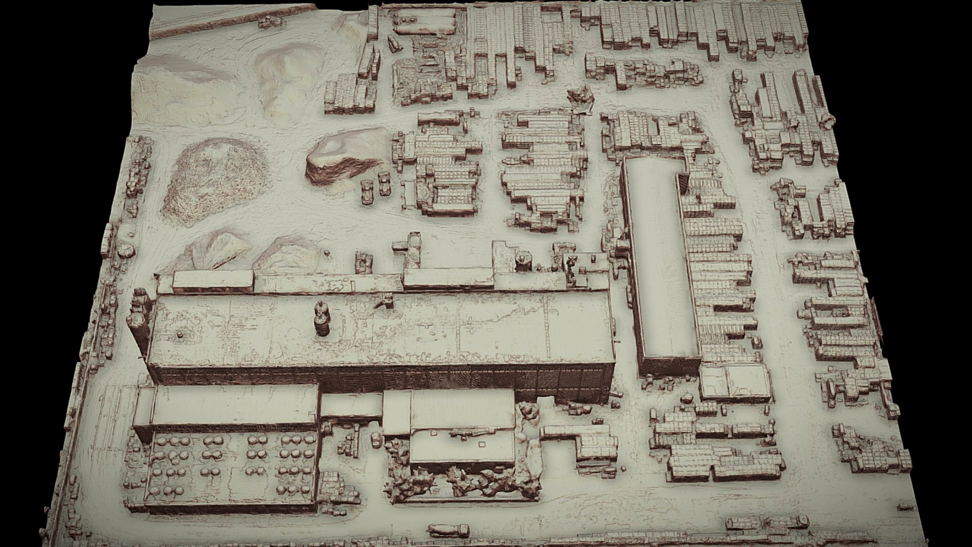 3D Factory Building Industrial Terrain Storage Drone Scan Model ...