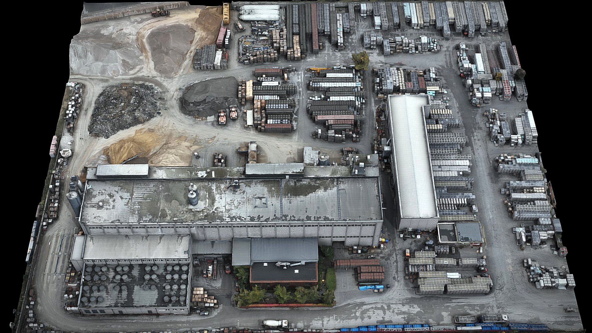 3D Factory Building Industrial Terrain Storage Drone Scan Model ...