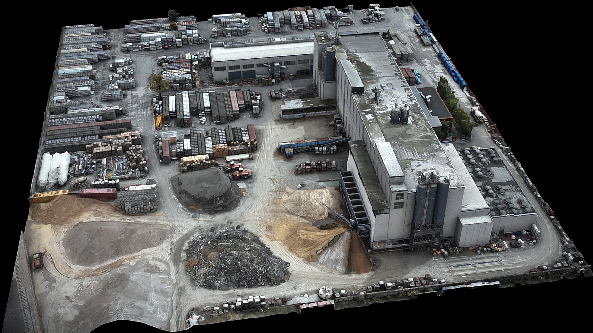 3D Factory Building Industrial Terrain Storage Drone Scan Model ...