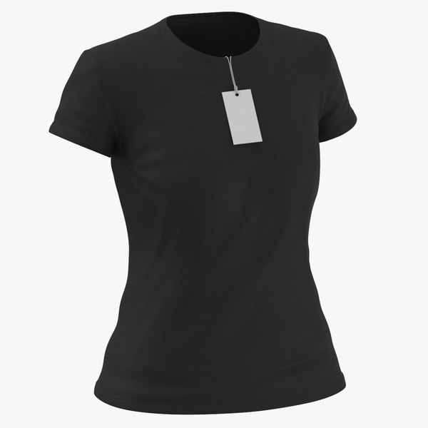 Female Crew Neck Worn With Tag Black 3D model - TurboSquid 1738651