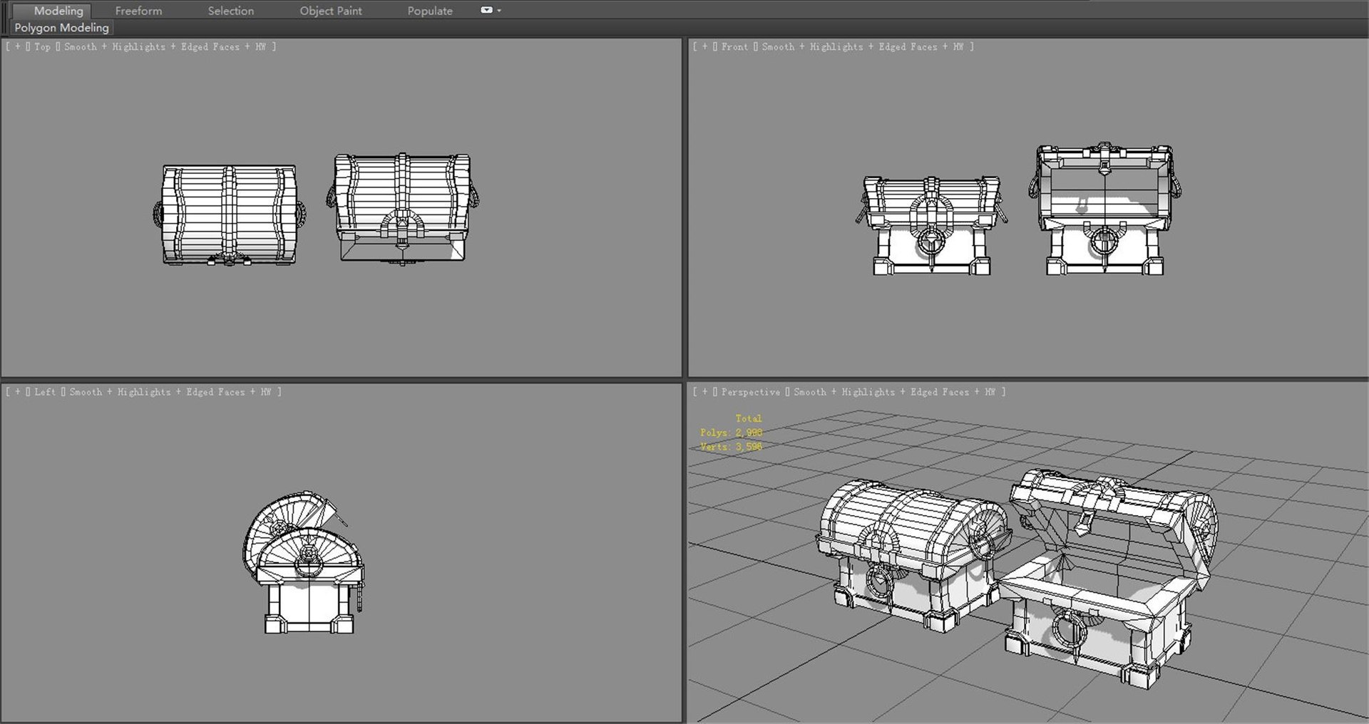 3D Model Cartoon Treasure Chest - Wooden Box - TurboSquid 2261283