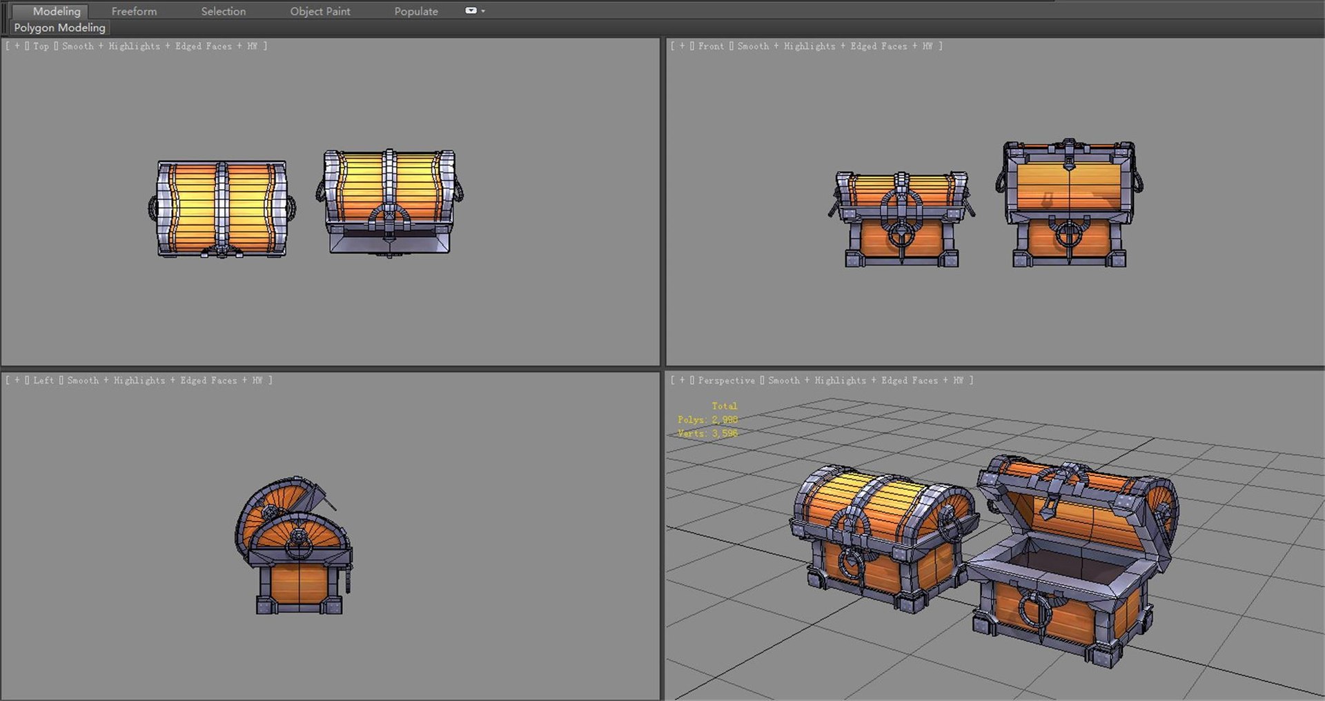 3D Model Cartoon Treasure Chest - Wooden Box - TurboSquid 2261283