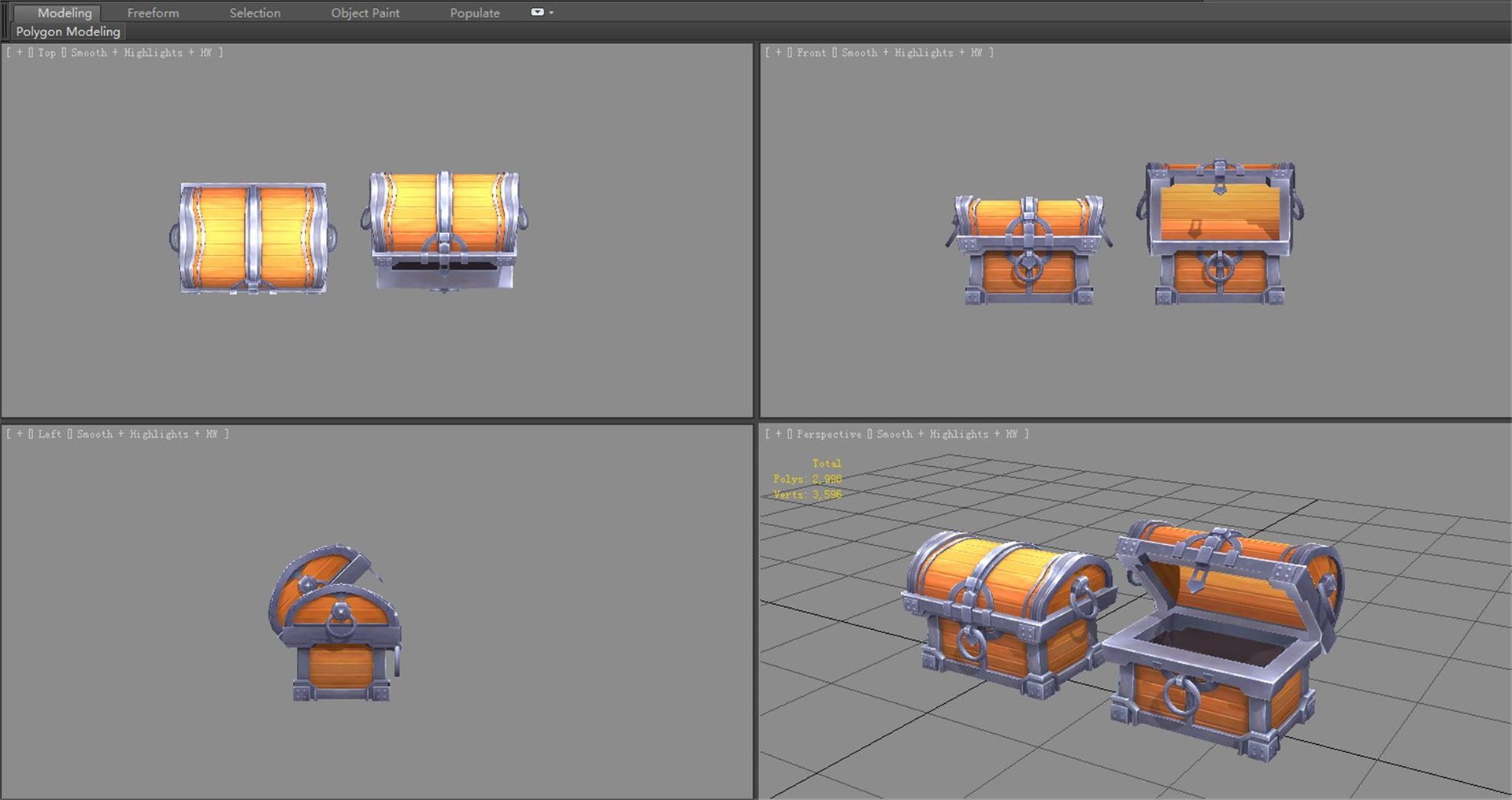 3D Model Cartoon Treasure Chest - Wooden Box - TurboSquid 2261283