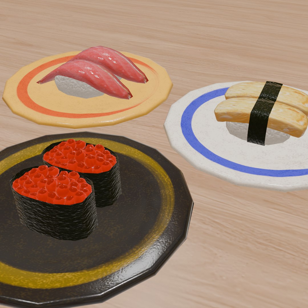Free 3D Free Sushi Model Low Poly Model - TurboSquid 2334868