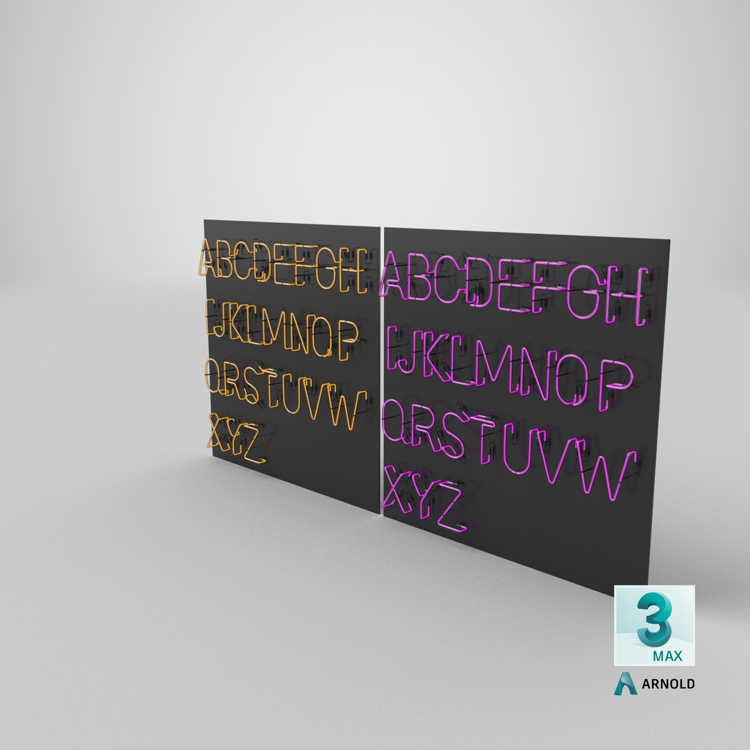3D Model Detailed Neon Yellow Alphabet Lights - TurboSquid 2073765