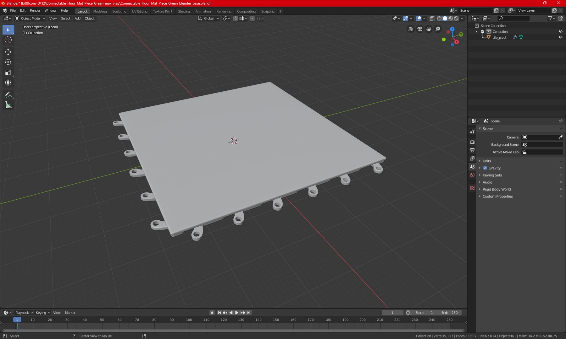 Connectable Gym Floor Mat Orange Model - TurboSquid 2234901