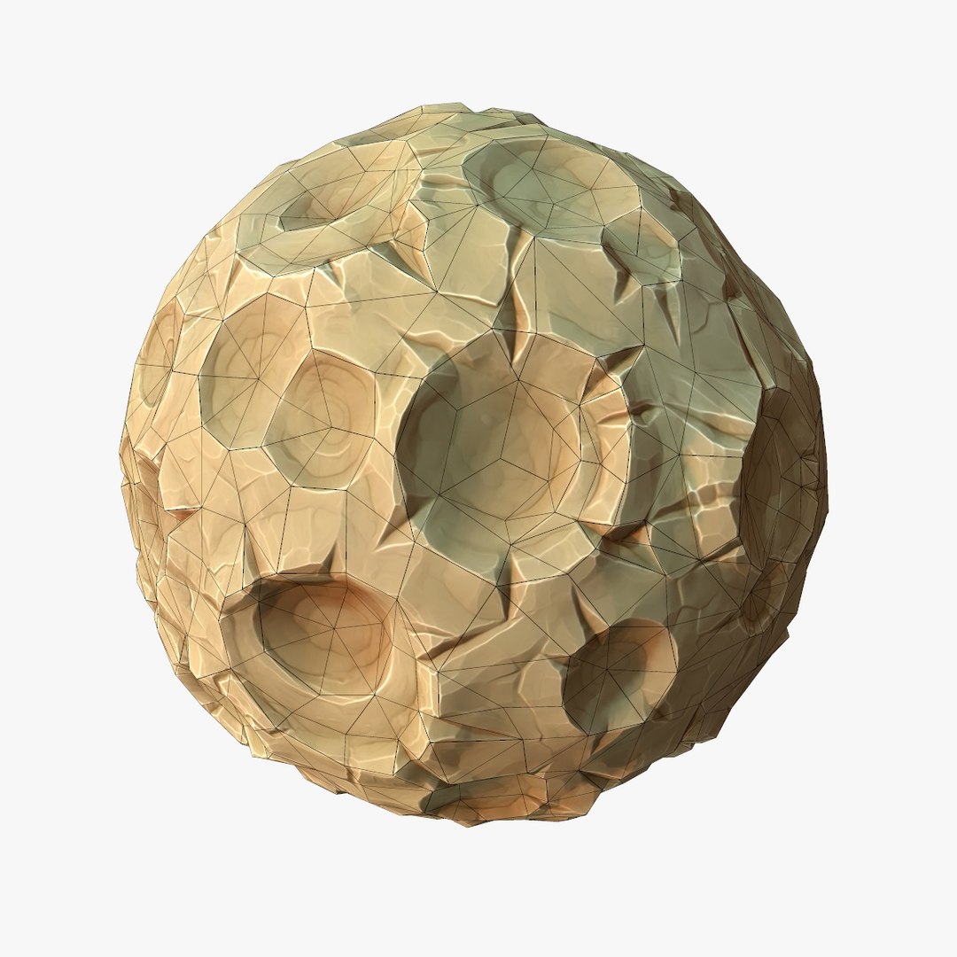 3d Low-poly Cartoon Moon