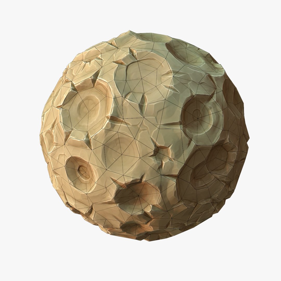 3d Low-poly Cartoon Moon