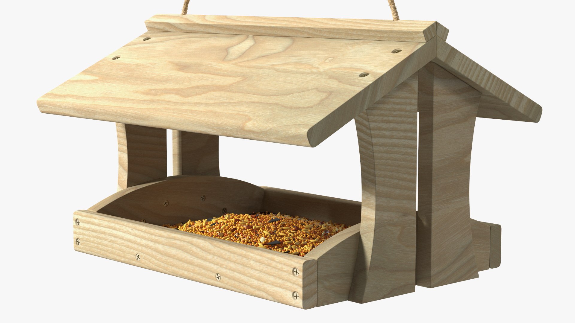 3D Wooden Bird Feeder Model - TurboSquid 2349205