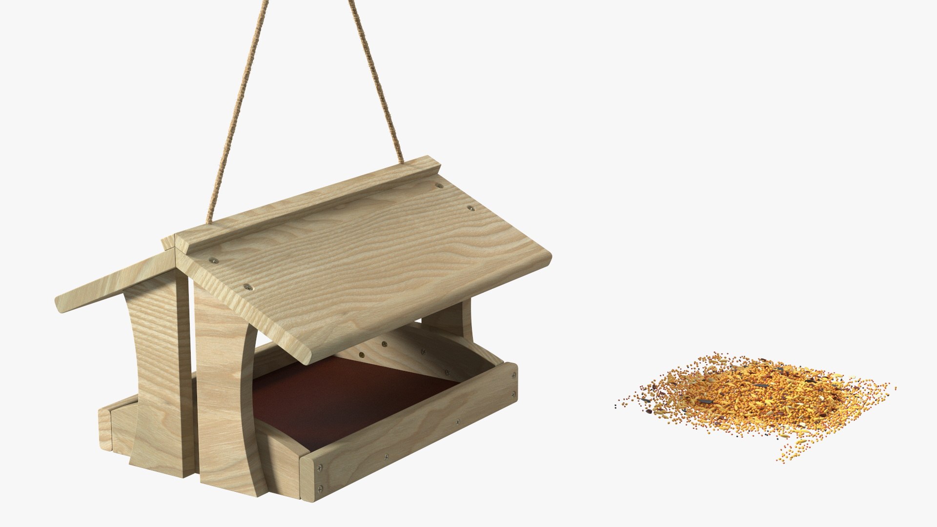 3D Wooden Bird Feeder Model - TurboSquid 2349205