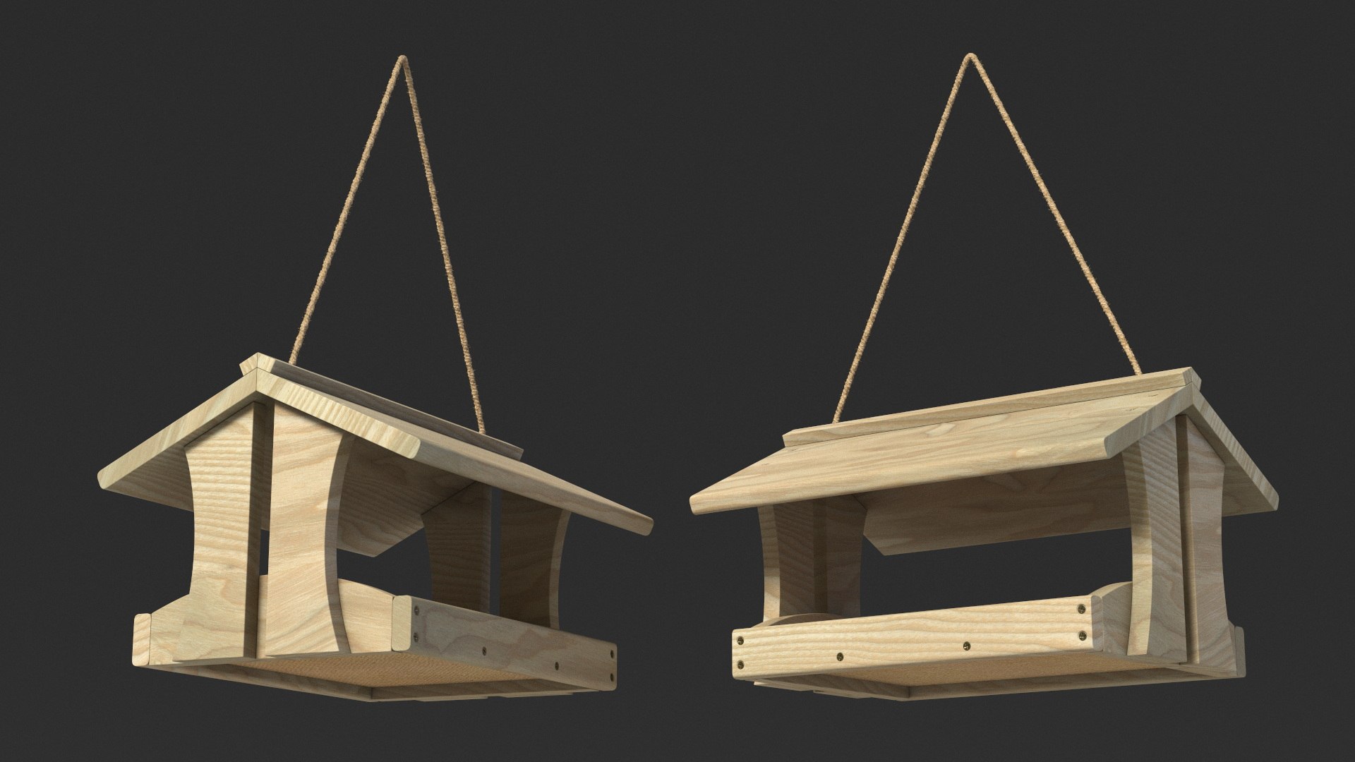 3D Wooden Bird Feeder Model - TurboSquid 2349205