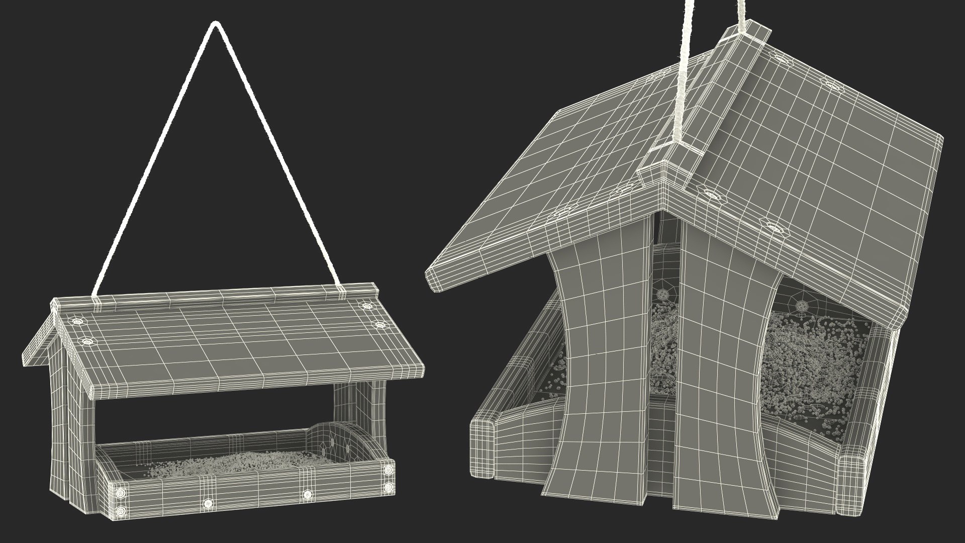 3D Wooden Bird Feeder Model - TurboSquid 2349205