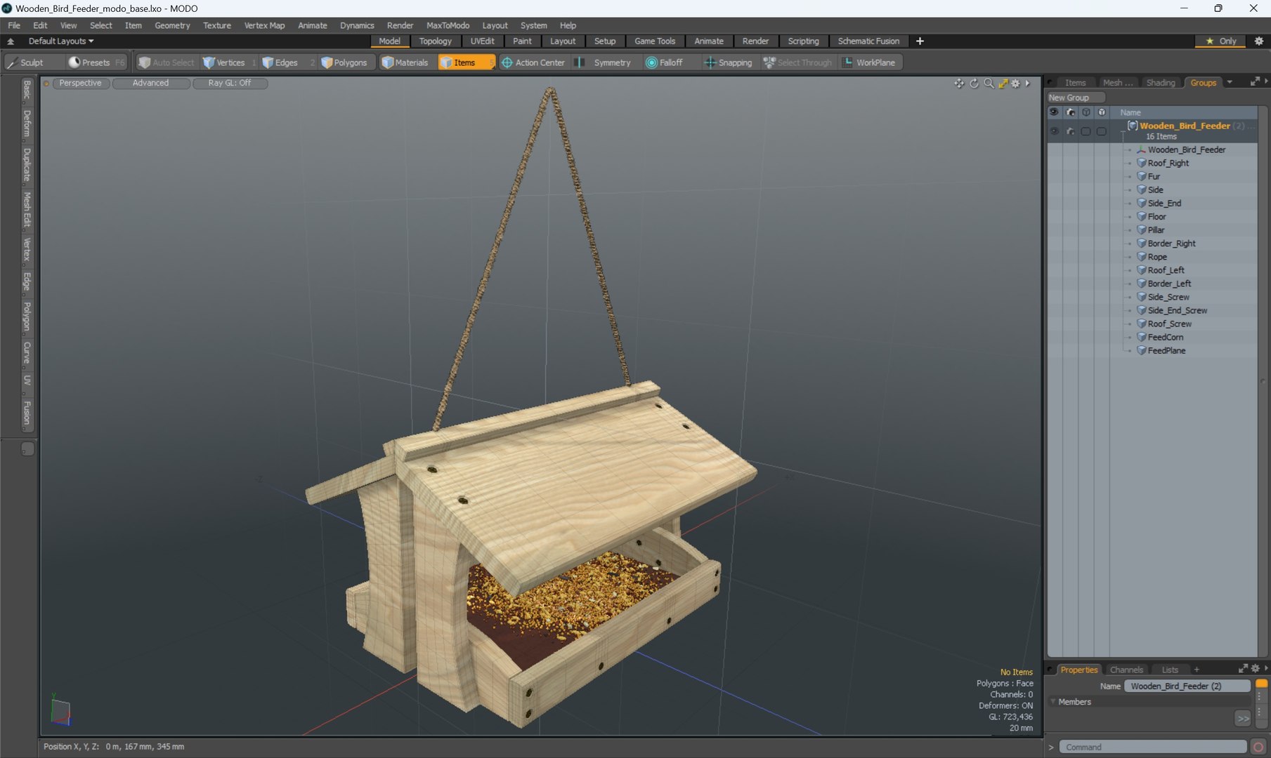 3D Wooden Bird Feeder Model - TurboSquid 2349205
