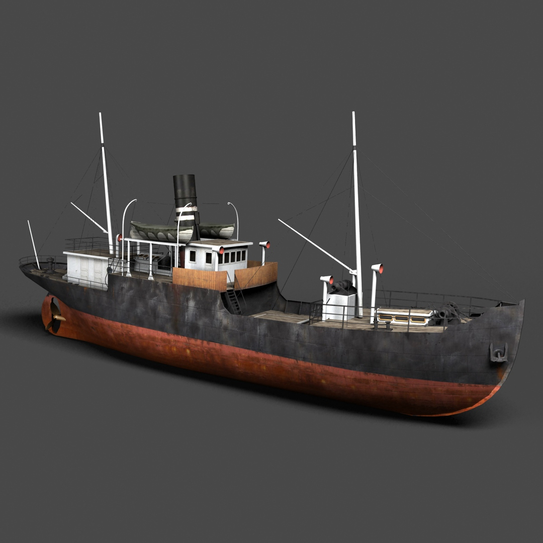 old steam ship 3d model